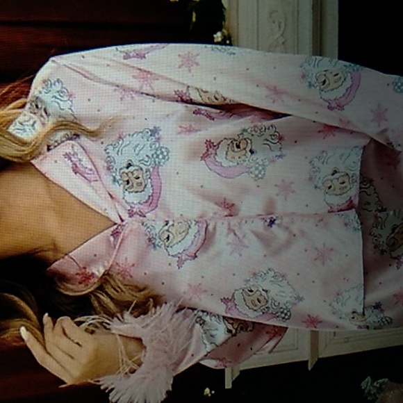 SHEIN | Intimates & Sleepwear | Pink Santa 225 Pajamas With Feather ...